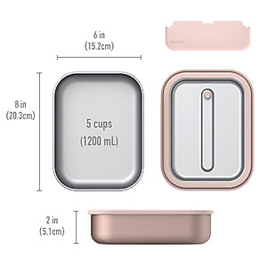 Bentgo® MicroSteel® Leak-Proof Lunch Box - Microwave-Safe, Oven-Safe, Bento-Style Container with Removable Divider, Airtight Lid, Sustainable Design, Odor & Stain Resistant (Rose Gold)