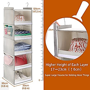 Vailando Hanging Closet Organizer for Closet Organizers and Storage, Hanging Shelves with Side Pockets for Wardrobe, Nursery, Baby Clothes Organization