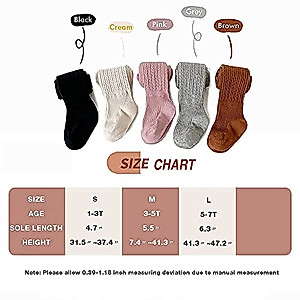 4/5 Pack Baby Girls Cable Knit Tights Cotton Rich Toddler Footed Stockings Thick Winter School Leggings Dance Pantyhose