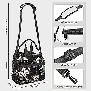 GAMSJM Hibiscus Insulated Lunch Bags for Women Men - Large Reusable Lunch Tote with Adjustable Shoulder Belt -Waterproof White Flower Lunch Box Cooler Bag for Adult/Kids