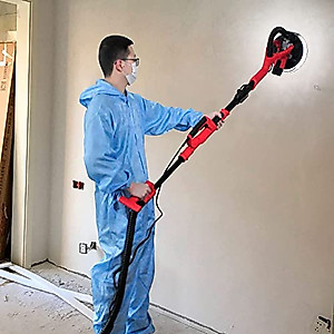POWERMAVERICK Electric Drywall Sander,750W Drywall Sander with Vacuum,Foldable Wall Ceiling Sander with Extendable Handle,6 Variable Speed 1000-1850 RPM,Double-Deck LED Light,12 Sanding Papers