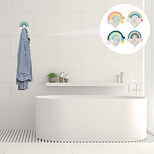 Cabilock 4Pcs Adhesive Rainbow Hook Drill Wall Hangers Hooks Waterproof Sundries Key Organizer Hook for Home Office Bedroom