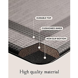 Homergy Anti Fatigue Kitchen Mats for Floor 2 PCS, Memory Foam Cushioned Rugs, Comfort Standing Desk Mats for Office, Home, Laundry Room, Waterproof & Ergonomic, 17.3×30.3&17.3×59 ×0,47", Fabric Black
