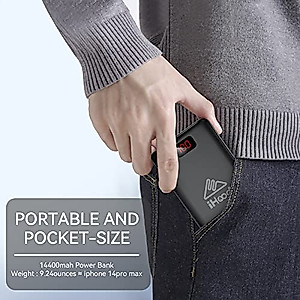 iHood Heated Vest Battery Pack, 5V / 7.4V / 12V Auto-Transformer 14400mAh Power Bank for Heated Jacket and Heated Hoodie,Dual USB LED Display Portable Charger for iPhone Android etc