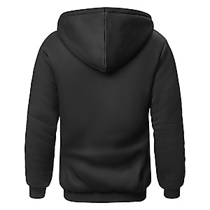 SCODI Hoodies for Men Heavyweight Fleece Sweatshirt - Full Zip Up Thick Sherpa Lined Hooded Sweatshirts Black Medium