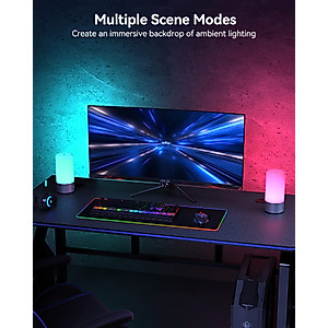 Table Lamp, [Advanced] Bedside Touch Control Lamp for Bedroom 3 Level Dimmable Warm White Lights with 256 RGB Color Mode Modern Design Smart Nightstand Desktop LED Lamps Portable for Read