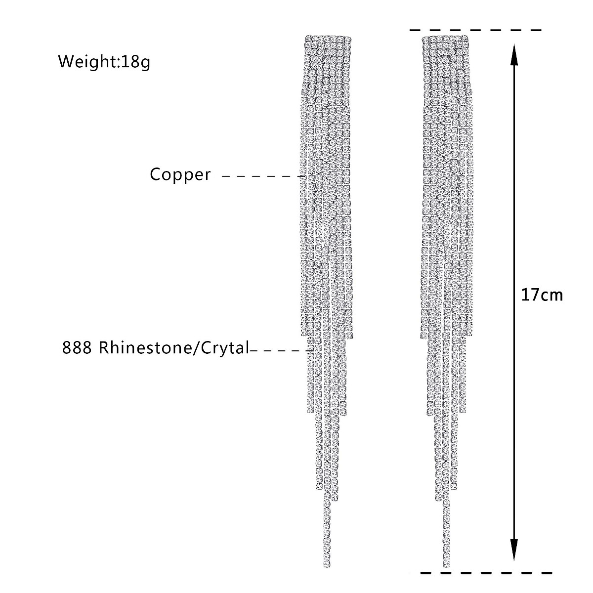 mecresh Silver Crystal Long Tassels Dangle Earrings Sparkling Rhinestone for Wedding (B-long tassels)