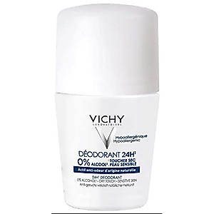 Vichy 24-Hour Dry-Touch Roll-On Deodorant, Aluminum-Free with Invisible Residue-Free Clear Finish, Safe for Sensitive Skin, 1.69 Ounce (Pack of 1)