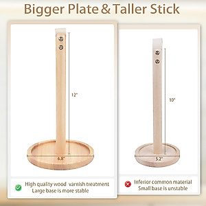 Wood Paper Towel Holder Countertop, Paper Towel Standing Paper Towel Organizer Roll Dispenser for Kitchen, Dorm, Dining Table, Countertop, 1 Pack