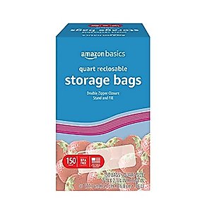 Amazon Basics Quart Food Storage Bags, 150 Count (Previously Solimo)