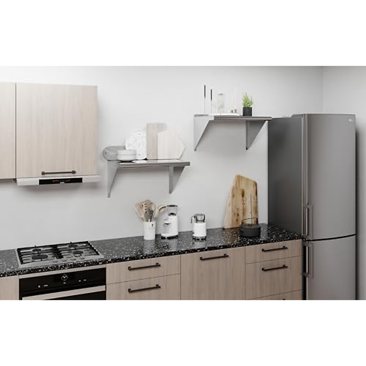 AmGood 24" Long X 16" Deep Stainless Steel Wall Shelf | NSF Certified | Appliance & Equipment Metal Shelving | Kitchen, Restaurant, Garage, Laundry, Utility Room