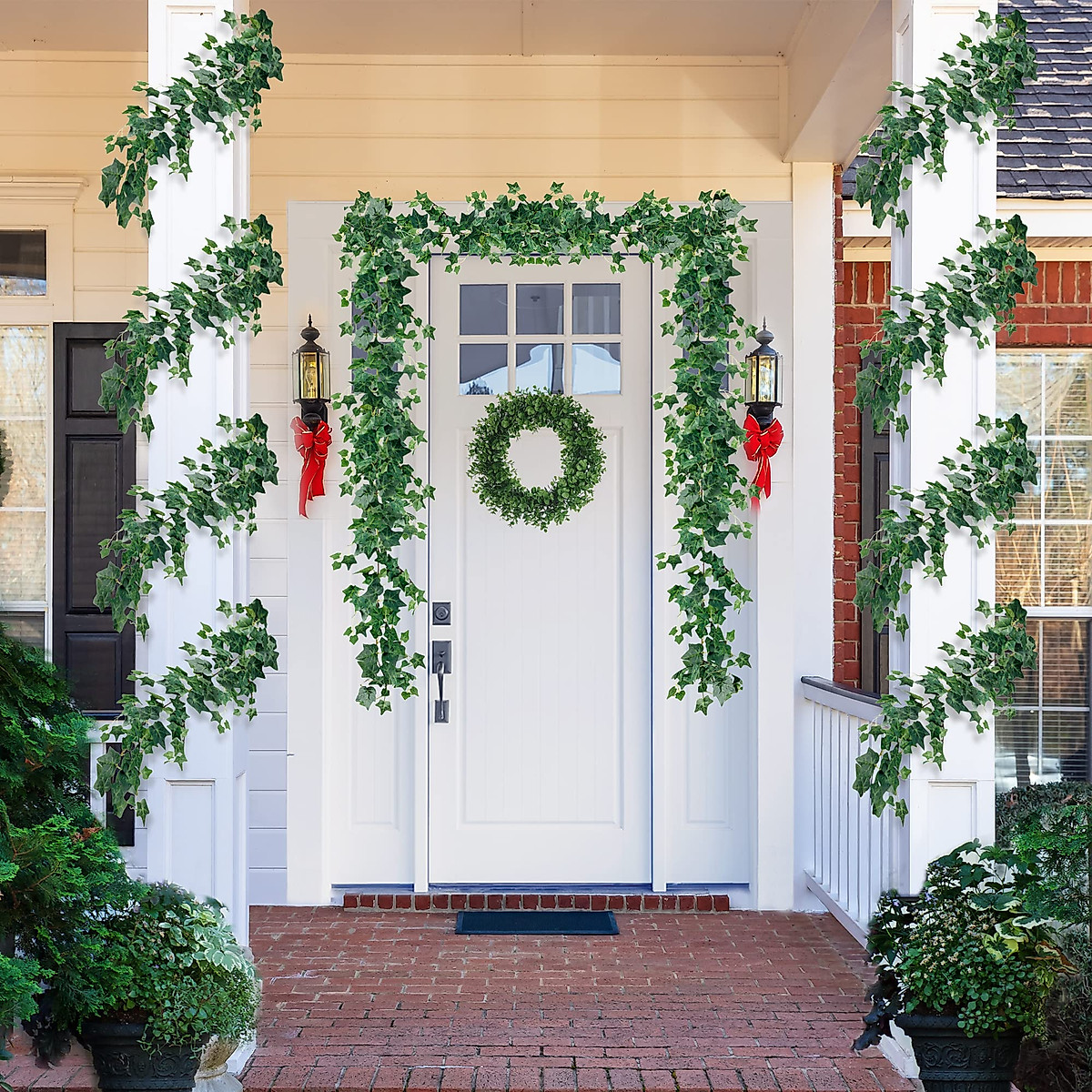 Sggvecsy 3 Pcs Artificial Ivy Vines Kit 6.4Ft Odorless Silk Ivy Garland with Green Leaves Fake Hanging Plants Artificial Greenery Decor for Wedding Home Wall Party Indoor Outdoor Decoration