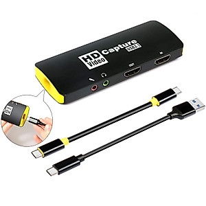 Mirabox Game Capture Card,USB3.1 Type C HDMI Capture Card,1080P 60FPS HD Audio Video Capture Device CamLink for PS4 Switch OBS Youtube Live Streaming and Recording,Compatible With Windows Mac OS Linux