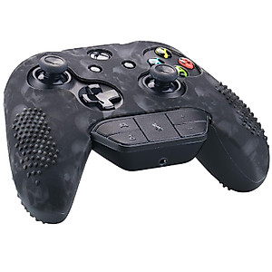 9CDeer Studded Protective Customize Transfer Printing Silicone Cover Skin Sleeve Case + 8 Thumb Grips Analog Caps for Xbox One/S/X Controller Skull Black Compatible with Official Stereo Headset