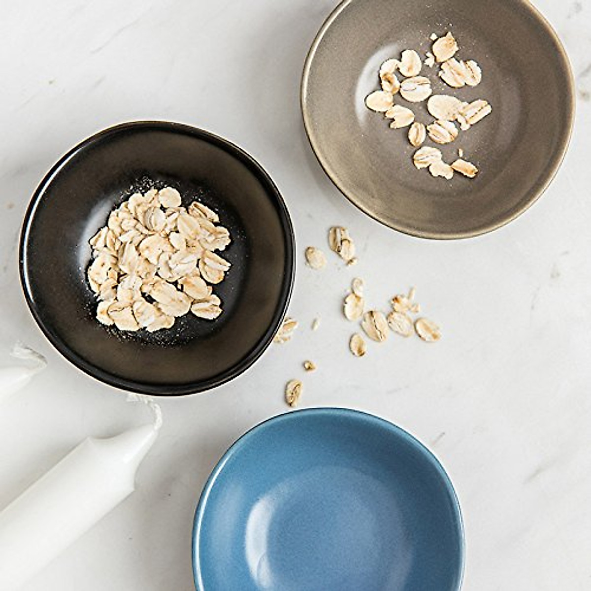 SOCOSY Classic Matte Ceramic Sauce Dishes Sushi Dipping Bowls Appetizer Plates with Irregular Ddge for Kitchen3.2'' (Set of 4)