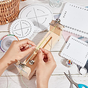 FINGERINSPIRE 1 Set Wooden Jig Bracelet Maker Kit with 4 Pcs Braiding Disk & 1 Set Sewing Straight Pin Adjustable Paracord Jig Bracelet Maker Foam Bracelet Knitting Tray Bracelet Braided Board for DIY