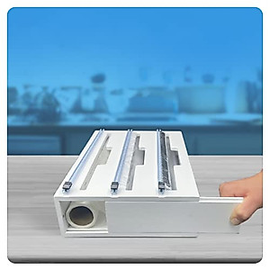 Plastic Wrap Dispenser with Cutter, Saran Wrap Dispenser with Cutter, Plastic Wrap Dispenser, Aluminum Foil Dispenser, Foil Organizer, Wrap Dispenser, Kitchen Wrap Organizer, 3 in 1 foil Dispenser