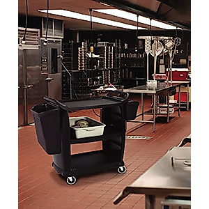 Carlisle FoodService Products Plastic Bussing Cart, 300 lb Capacity, 36.25" x 18"x 38", Black, Small