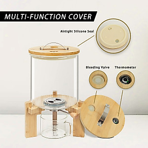 L'ÉPICÉA Glass Rice Dispenser with Bamboo Stand, Large Airtight Rice Storage Container, Cereal/Grain/Coffee Bean/Dry Food Dispenser Countertop, Rice Holder, Rice Bin