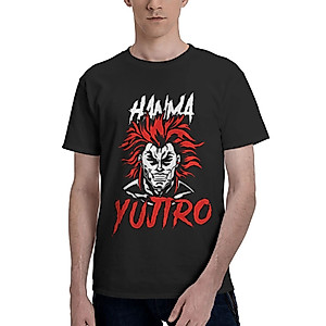 Anime Baki The Grappler Yujiro Hanma T Shirt Man's Summer Cotton Tee Comfort O-Neck Short Sleeve Clothes Black