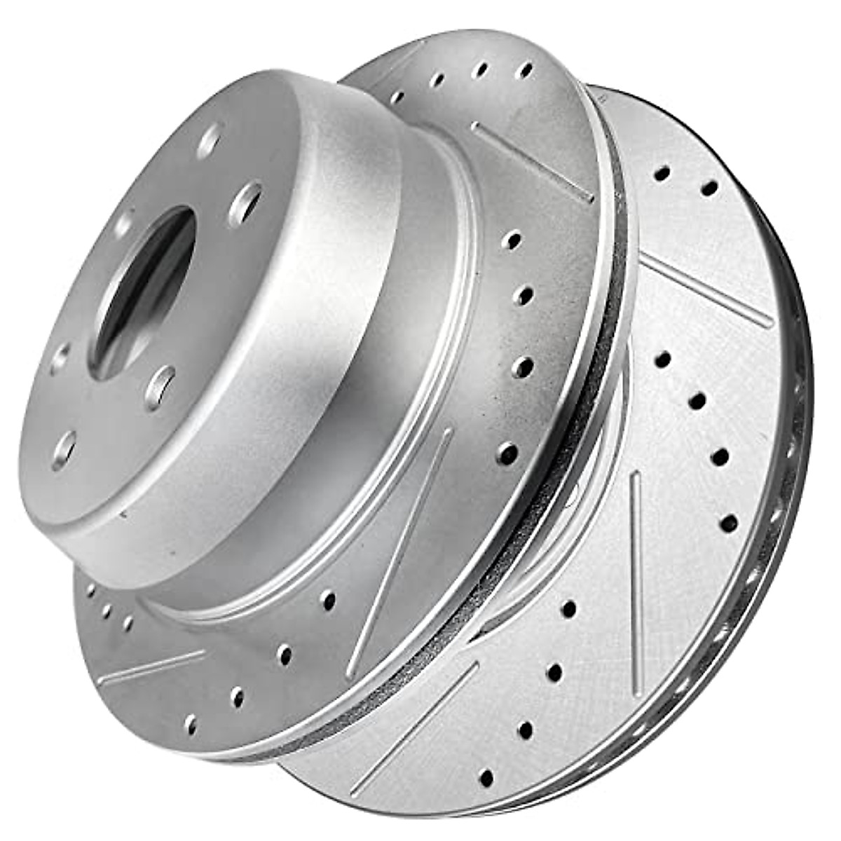 WEIZE Rear Truck & Tow Brake Rotors Kit, Carbon Fiber Ceramic Brake Pads and Drilled/Slotted Brake Discs, Fit for Chevy Silverado GMC 1999-2006