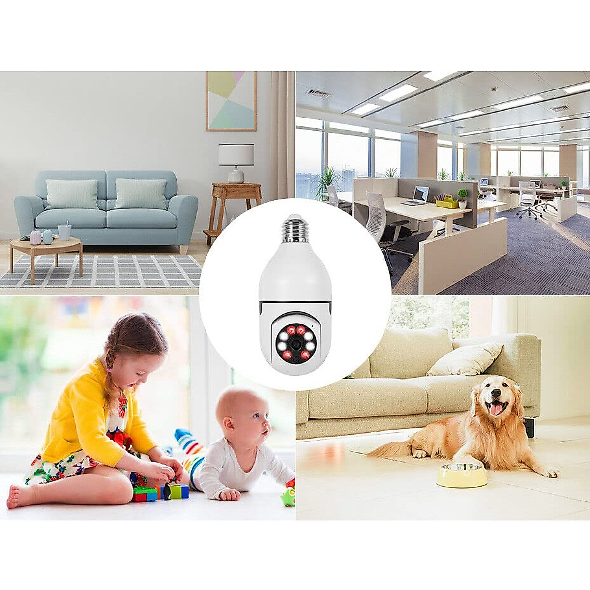 IZENGATE Light Bulb Security Camera,2.4GHz/5GHz Wireless WiFi 1080P Outdoor Cam, 360° Panoramic Motion Detection and Alarm Two-Way Audio E27 Socket,Home Surveillance Cameras with 64GB Card (1PCS)
