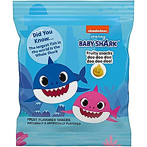 Funables Fruit Snacks, Baby Shark Shaped Fruit Flavored Snacks, Pack of 10 0.8 Ounce Pouches