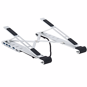 Tripp Lite Inclined Laptop Stand USB-C Hub Four USB-A Ports, USB 3.2 Gen 1, 5 Gbps Data Transfer, 100W Power Delivery Charging 20V 5A, Sturdy Adjustable/Foldable Stand, 1-Year Warranty (U460-ST4-4A-C)