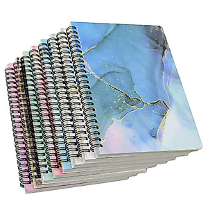 Yansanido Spiral Notebook, 8 Pcs A5 Marble Design Thick Hardcover 7mm College Ruled 80 Sheets -160 Pages Journals for Study and Notes (8 Style A5)