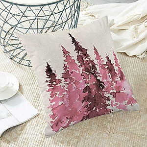 AEIOAE Christmas Pillow Covers 18 X 18 Inch Set of 2, Pink Christmas Trees Decoration Throw Pillow Covers Holiday Farmhouse Winter Pillowcase for Couch Home Sofa Indoor Outdoor Decor
