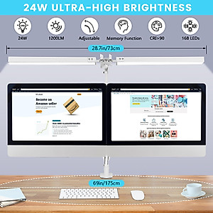 JOSTIC Double Head LED Desk Lamp with Clamp, Desk Lamps for Home Office, 5 Color Modes, 10 Brightness, Architect Task Lamp, Modern Swing Arm Workbench Office Lighting, Dimmable Brightest Light, White