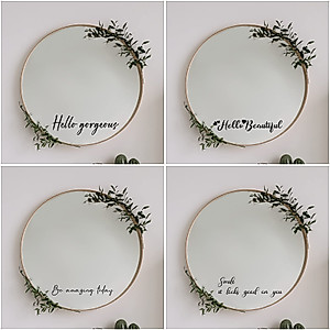 7 Pieces Inspirational Quote Mirror Decals Vinyl Wall Art Be Amazing Today Be Awesome Today Hello Gorgeous Hello Beautiful Decals Motivational Quote Wall Stickers for Bedroom Living Room Decoration