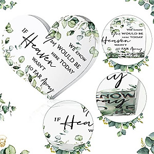 Heart Acrylic Sign in Loving Memory of Loved One Wedding Memorial Table Sign Gifts for Ceremony and Reception Remembrance Mother Father in Law Plaque for Counter Desk Centerpiece Decor (Leaves Style)