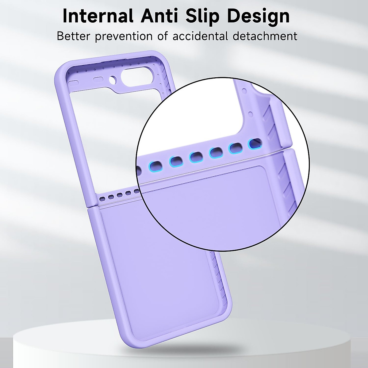 oakxco for Samsung Galaxy Z Flip 5 Phone Case Liquid Silicone, Cute Thin Slim Soft Rubber TPU Plain Smooth Gel Cover for Women Girl, Matte Solid Protective & Shockproof, Lilac Lavender Light Purple