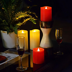 HoogaLife Flameless Candles Flickering Flame Effect (D 3" x H 4") Ivory Auto-Moving 3D Wick, LED Pillar Candles Real Wax with Timer Battery Operated and Remote to Buy Separately