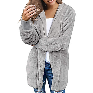 luvamia Women Coat Outfits Cardigan Women's Cardigans Woman Coats and Jackets Sherpa Jacket Women Quite Gray Size Small Size 4 Size 6