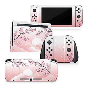 Tacky Design Japanese Cherry Blossom Skin Compatible with Nintendo Switch Skin Wrap Cover, Flower Skin for Nintendo Switch Stickers, Premium Vinyl 3M Full Wrap Decal.