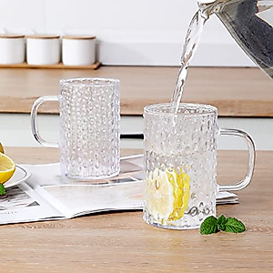 Hawnn Coffee Mugs Set of 4, Plastic Coffee Cups Set, 16 Ounce Unbreakable Clear Coffee Mug Plastic with Handle, Reusable Plastic Mug Dishwasher Safe