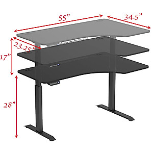 SHW 55-Inch Large Electric Height Adjustable L-Shaped Standing Desk with Right Facing Corner, Black