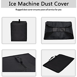 CouldyCasi Ice Maker Cover, Heavy Duty Heat Resistant Waterproof Dust Protective Cover Case for Electactic Ice Maker Countertop Efficient Easy Carry Ice Machine (Black)