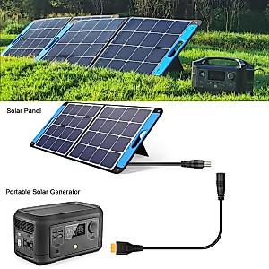 ELFCULB XT60 to DC 8mm Adapter Cable,14AWG XT60 Female to DC 7909 Female Solar Panel Cable Compatible for Portable Power Station Solar Generator and Solar Panel(5FT)