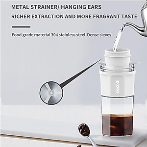 Aldeepo Portable Coffee Grinder and Blender Smoothies with 12Oz BPA Free Personal Travel Cup, Durable Stainless Steel Mix Blender with Metal Coffee Filter, USB Rechargeable(White)