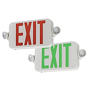 Lithonia Lighting RD M6 ECRG LED Emergency Light/Exit Combo Red/Green switchable, Round Lamp Heads, White