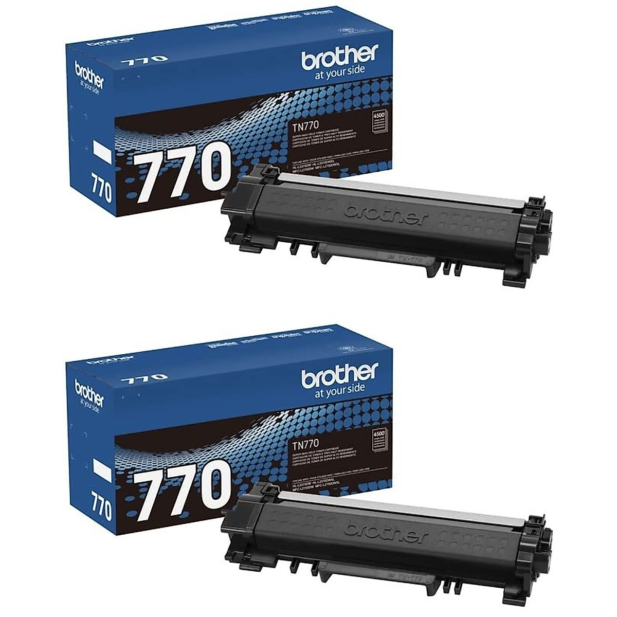 Brother Genuine TN770 2-Pack Super High Yield Black Toner Cartridge with Approximately 4,500 Page Yield/Cartridge