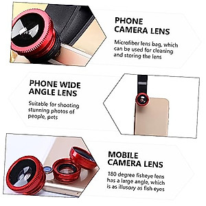VOSAREA 2 Sets Phone Lens Fisheye Lens Cortinas Inteligentes Phone Fish Eye Mobile Camera Lens Wide Angle Lens Camera Lens Kit 3 in 1 Phone Camera Lens Wide Angle Phone Lens Triple Suite
