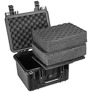 Eylar Small 10.62" Deep Gear, Equipment, Hard Camera Case Waterproof with Foam (Black) TSA Standards