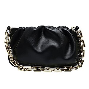 Clutch Purses for women Evening Bag Shoulder Bag Pleated Purse Flapper Ruched Multipurpose Purse(Black)