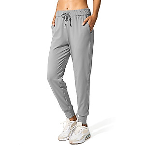 SANTINY Women's Joggers Pants Pockets Drawstring Running Sweatpants for Women Lounge Workout Jogging(Light Grey_L)