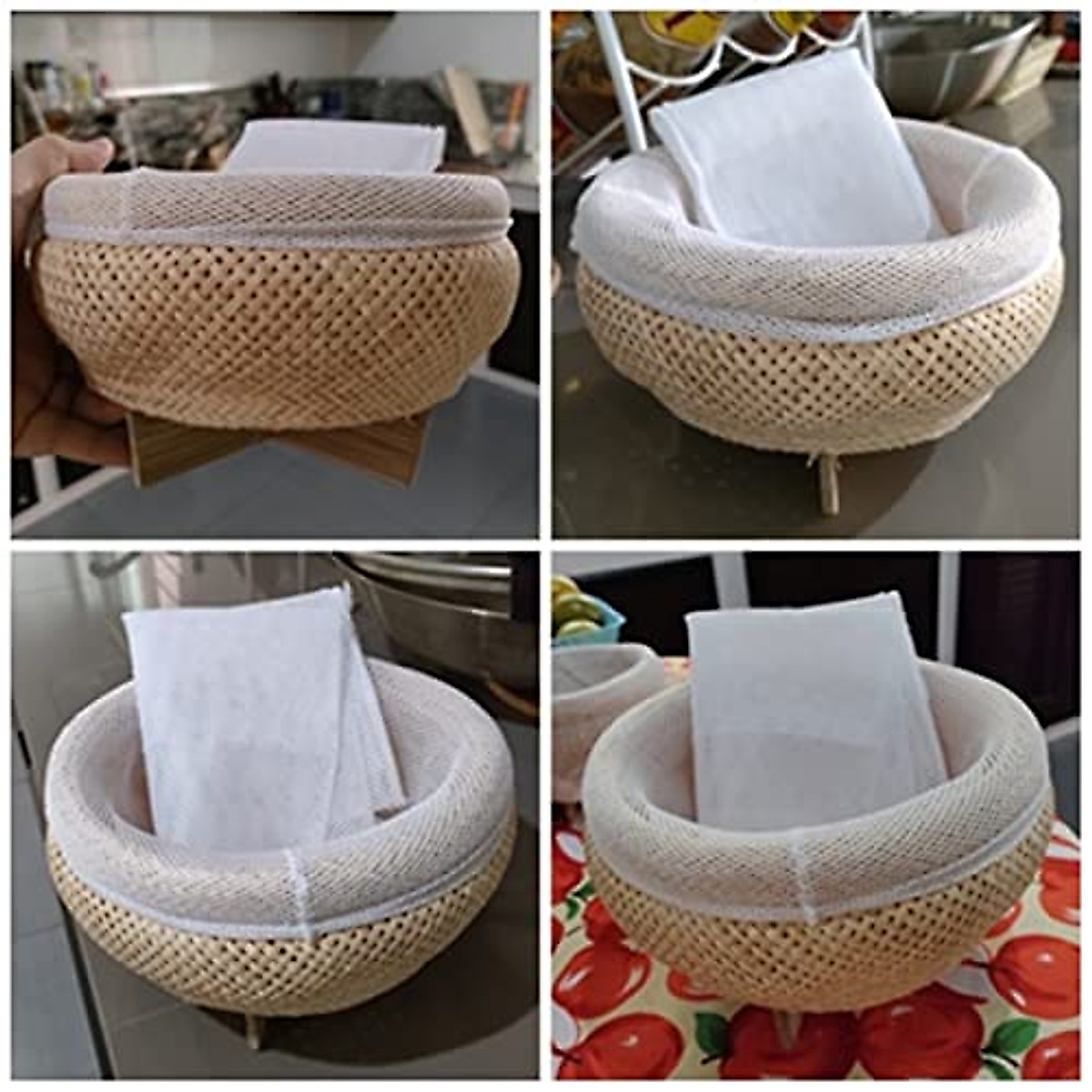 Bamboo Sticky Rice Basket Hand made 100% Eco-Friendly Prestige Collection Food Safe for Cooking Cloth + 2 piece Family Electric Cooker Steamer