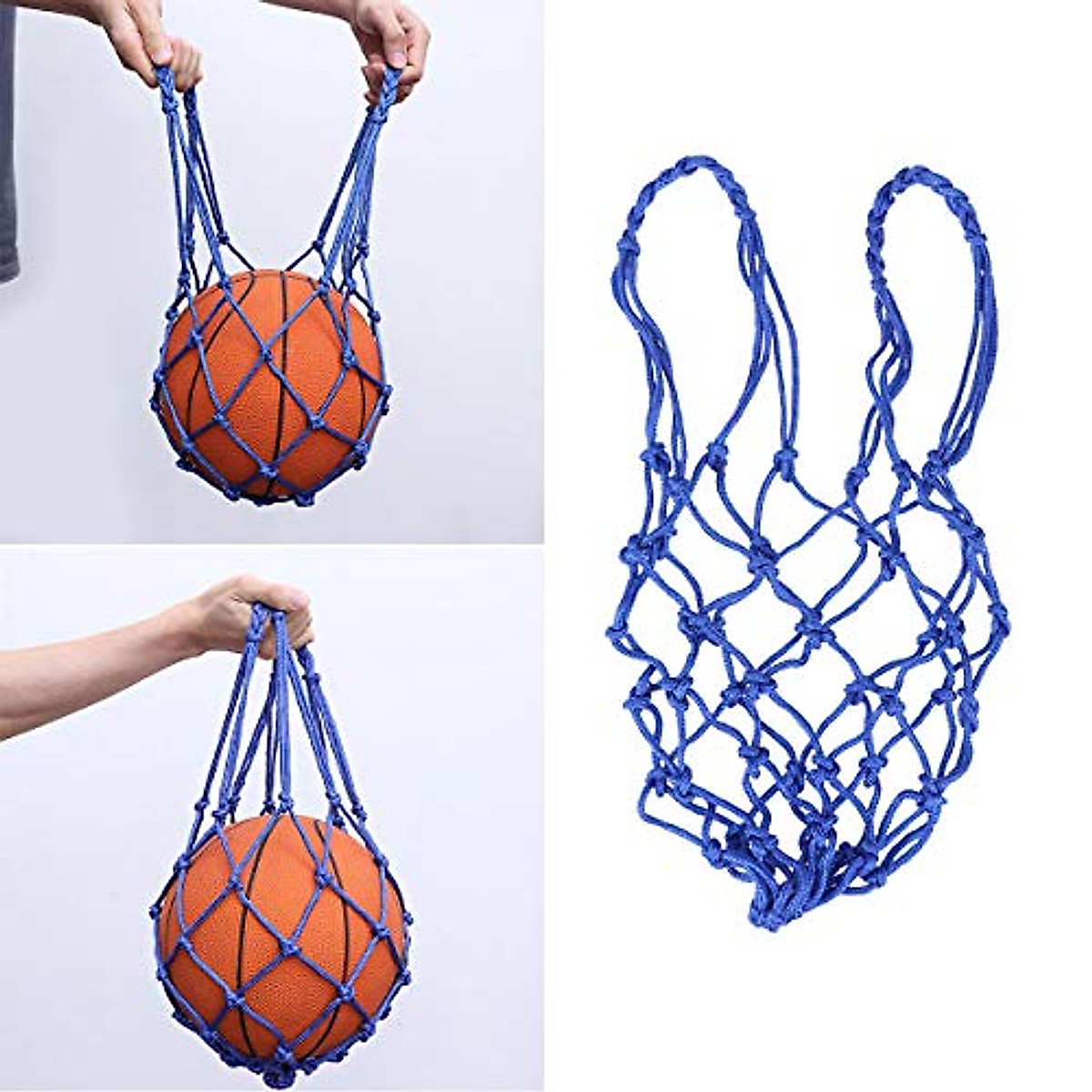Garneck Mesh Storage Bag 3pcs Sports Net with Handle Nylon Drawstring Single Bag Volleyball Soccer Basketball Holder Carrier Football Pocket Organizer Pouch Pocket Organizer Pouch Mesh Ball Bag